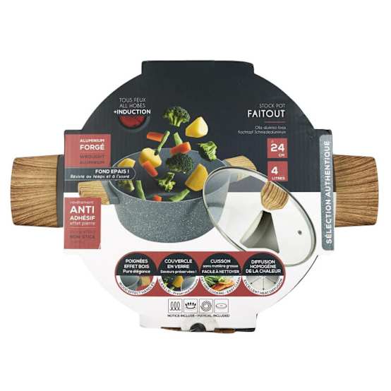 Faitout Aluminium "Forgé" 24cm Gris - Gamm vert