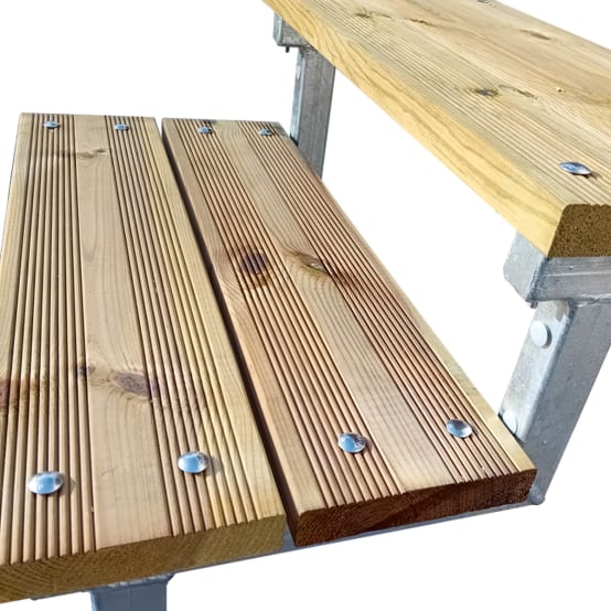 Escalier OSLO métal et pin - H 71cm -4 marches -largeur 140cm -- sans contre marches - Gamm vert