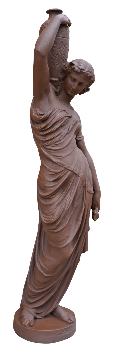 Statue en fonte, déesse à amphore style corten (RAL Mars 2525 ...
