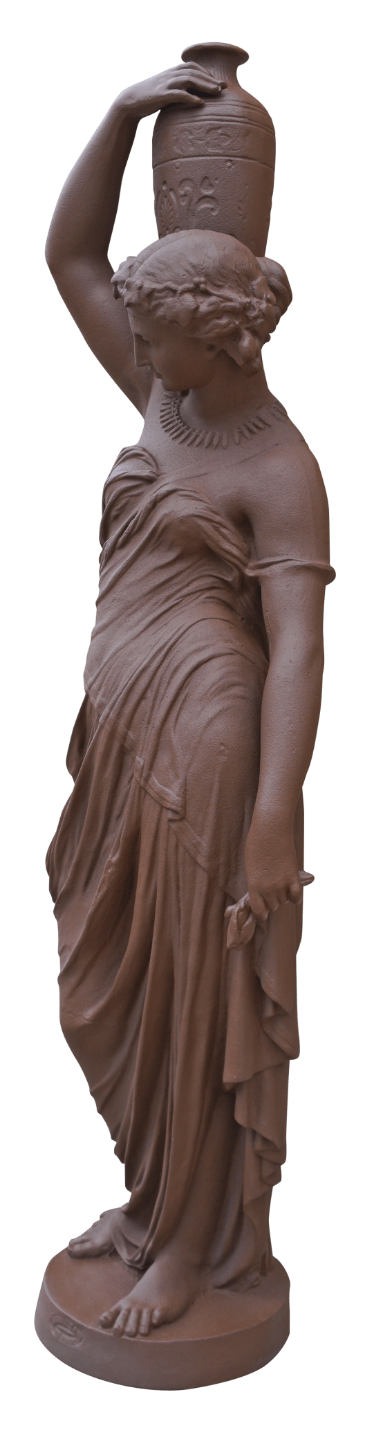 Statue en fonte, déesse à amphore style corten (RAL Mars 2525 ...