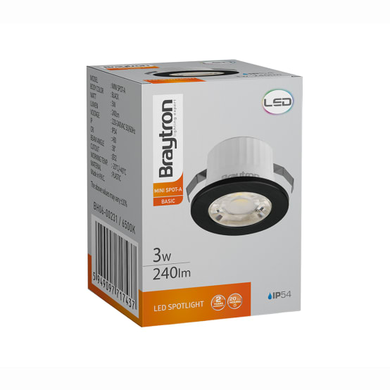 Mini spot LED rond noir 3W 3000K IP54 - Gamm vert