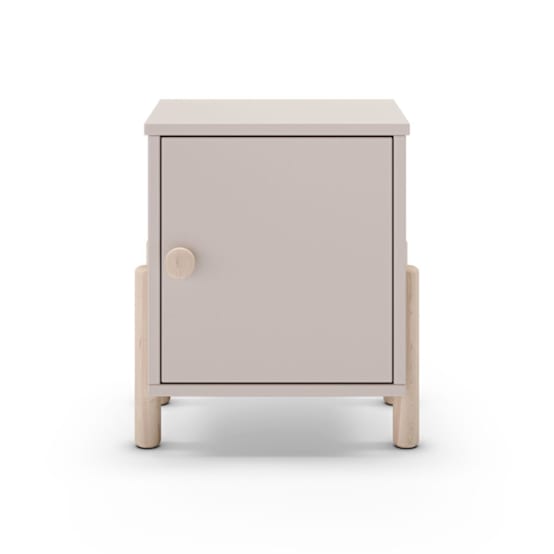 Chevet 1 porte en MDF et pin massif laqué crème pieds en pin naturel - ENORA - Gamm vert