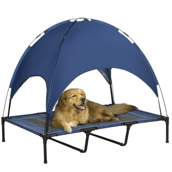 Lit Chien Extérieur Métal Oxford Jardin avec Toit Parasol Pliable ...