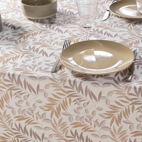 Nappe Antitache Imprimé "Nedelia" 145x240cm Naturel - Gamm vert