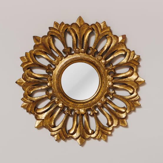 Miroir rond Valentine doré résine 60x60x60cm - Gamm vert