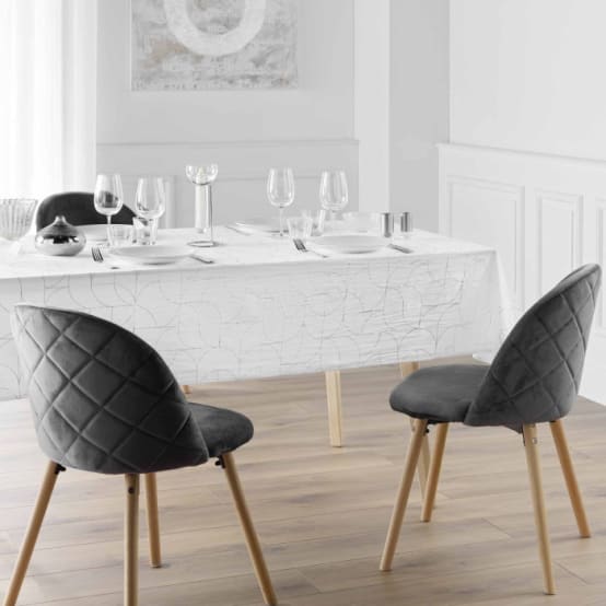 Nappe Antitache "Louxor" 140x240cm Blanc & Argent - Gamm vert