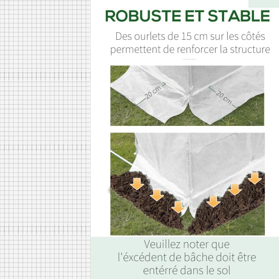 Bâche de rechange serre tunnel 18 m², bâche dim. 6L x 3l x 2H m PE anti-UV imperméable 12 ...