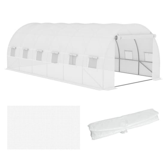 Bâche de rechange serre tunnel 18 m², bâche dim. 6L x 3l x 2H m PE anti-UV imperméable 12 ...