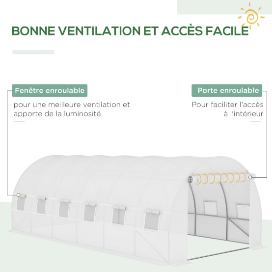 Bâche de rechange serre tunnel 18 m², bâche dim. 6L x 3l x 2H m PE anti-UV imperméable 12 ...