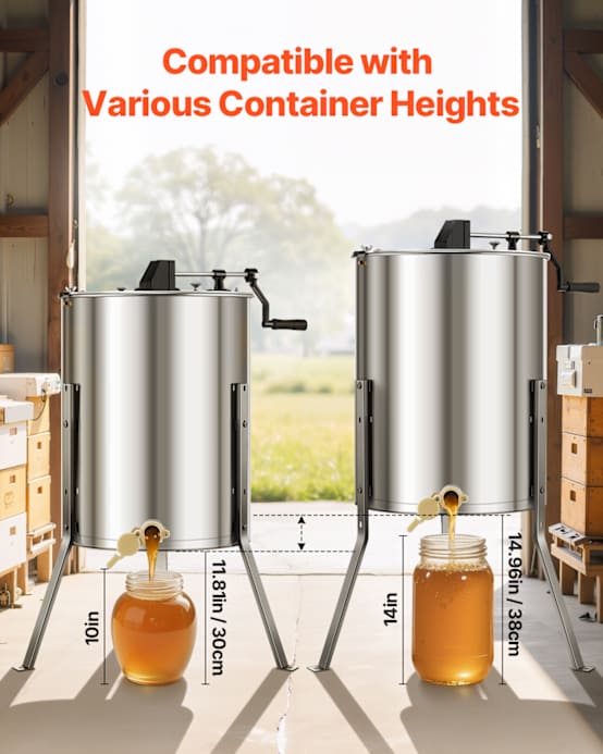 Extracteur de miel manuel 4/8 cadres inox, couvercle transparent ...