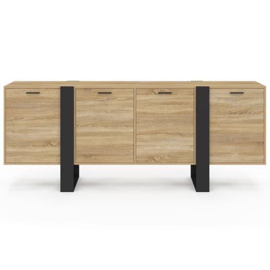 Buffet enfilade 200 cm PHOENIX XXL 4 portes bois et noir - Gamm vert