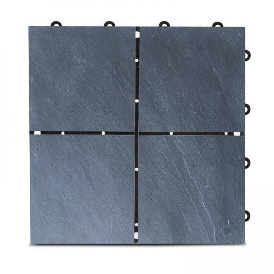 Lot de 8 dalles clipsables en pierre noire - Oviala - Gamm vert