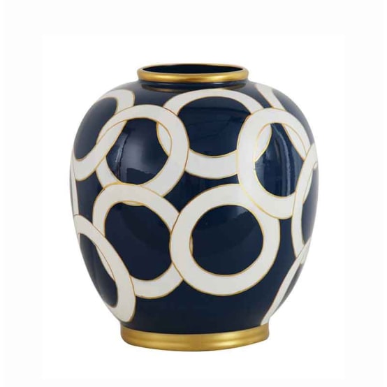Vase Corfou céramique bleu blanc ronds - Gamm vert