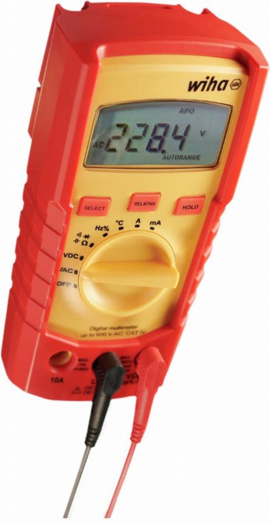 Multimètre numérique WIHA jusqu'à 600V AC Cat. IV + 2 piles AAA ...