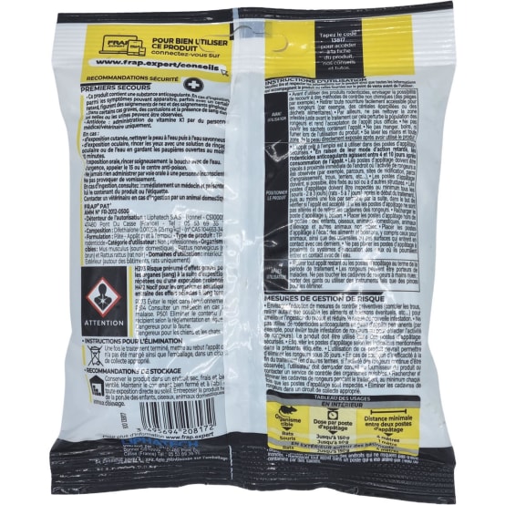 Appât anticoagulant en pâte fraîche pour rats et souris, Frap Pat ...