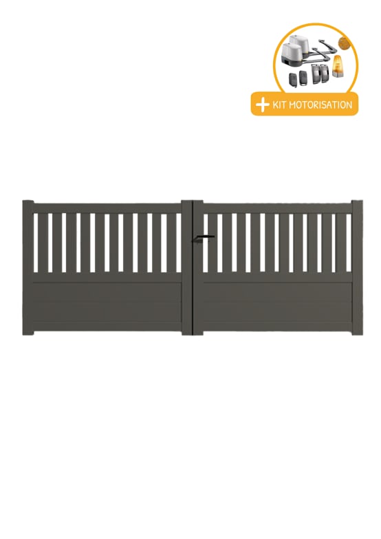 Portail alu battant semi-ajouré en kit + MOT dim. L.3500 (entre piliers ...