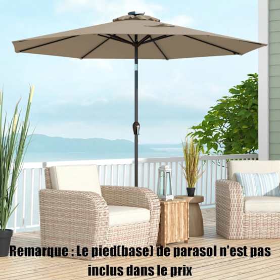 Parasol Inclinable Dia.300cm LED Dolaire en Scier Toile Polyester pour ...