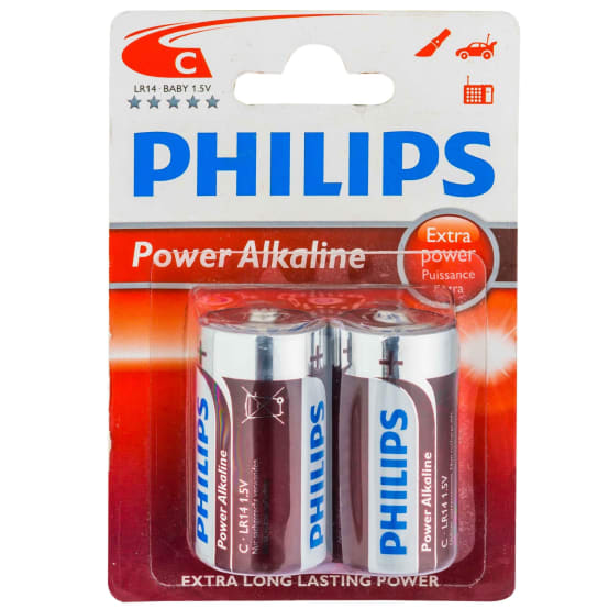 Pile philips lr14 c alcaline 2pcs - Gamm vert