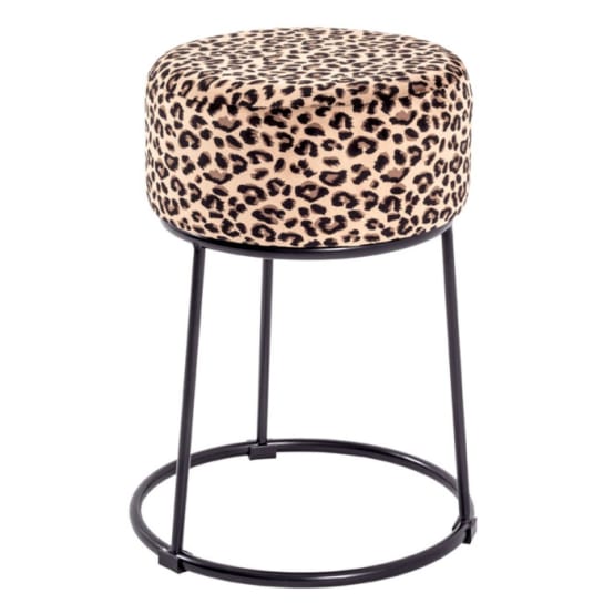 Tabouret en Velours "Motif Léopard" 46cm Marron - Gamm vert