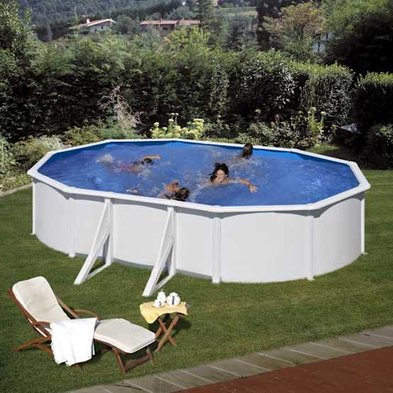 Piscine ovale en acier Fidji L 6.10 x l 3.75 M - Gré - Gamm vert
