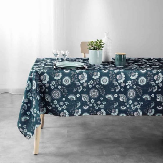 Nappe Imprimée "Garance" 145x240cm Bleu - Gamm vert