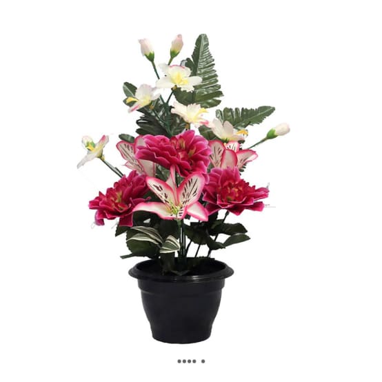 Pot fleurs artificielles cimetière dahlias, lys et orchidées Rose ...