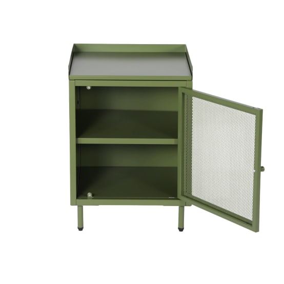 Table de chevet industrielle métal vert 1 porte grillagée. 40 x 37 x 58.5 cm - Ohio - Gamm vert