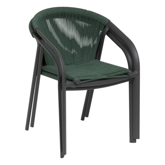 Fauteuil de jardin empilable "Riu" vert olive & graphite en aluminium traité en epoxy Hespéride ...