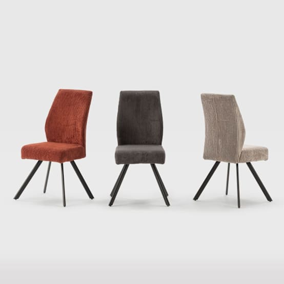 Lot de 2 chaises en velours côtelé et pieds en métal laqué noir coloris ...