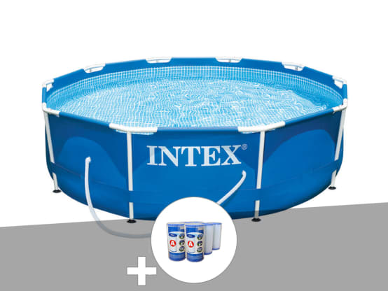 Kit piscine tubulaire Intex Metal Frame ronde 3,05 x 0,76 m + 6 ...