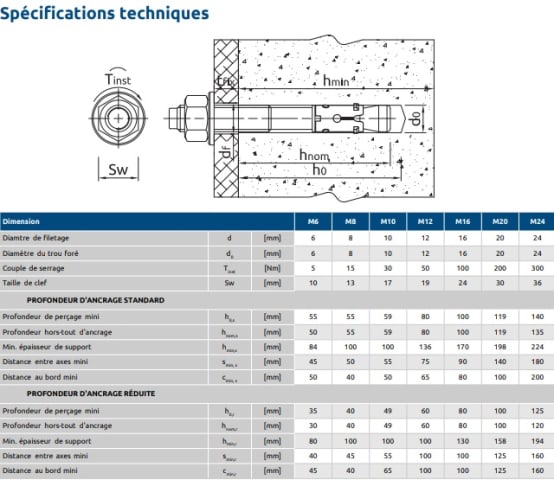 Goujons d'ancrage pour béton non fissuré 8X140 boîte de 100 - RAWL - R-XPT-08140/75 - Gamm vert