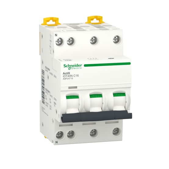Disjoncteur modulaire ACTI9 IDT40N 3P+N courbe C 6000A / 10kA 16A - SCHNEIDER ELECTRIC ...