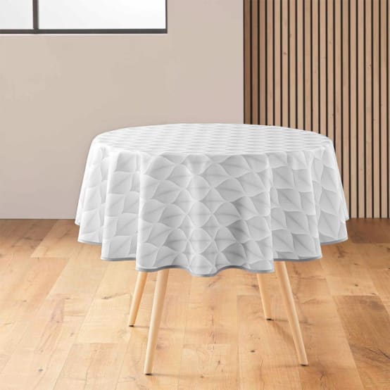 Nappe Ronde Antitache Imprimé "Kalini" 180cm Gris - Gamm vert