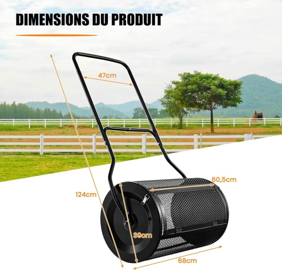 Épandeur à Compost de 60,5 cm Rouleau en Treillis Métallique, Épandeur ...