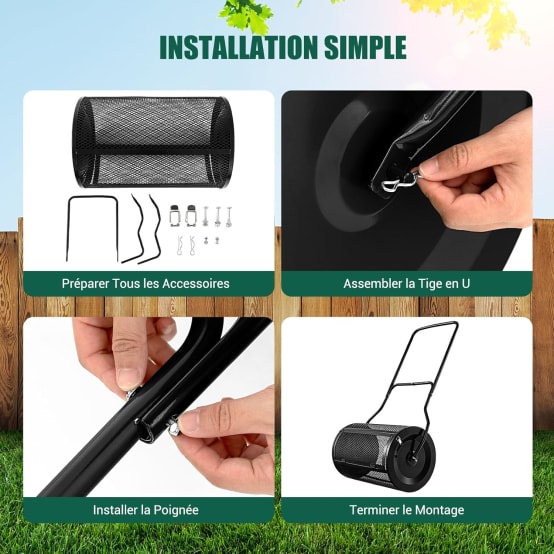 Épandeur à Compost de 60,5 cm Rouleau en Treillis Métallique, Épandeur ...