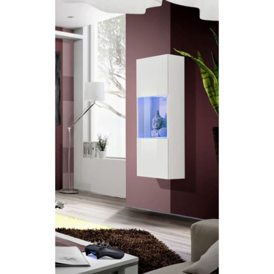 Vitrine LED Murale Design "Fly III" 126cm Blanc - Gamm vert