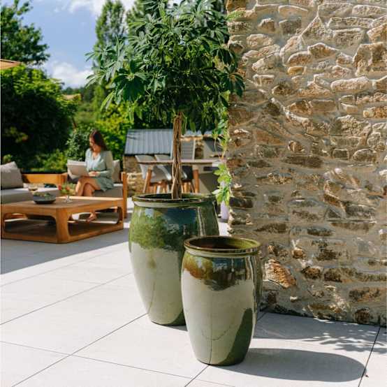 BACCHUS pot grande taille d'extérieur fait main en terre cuite émaillée ...