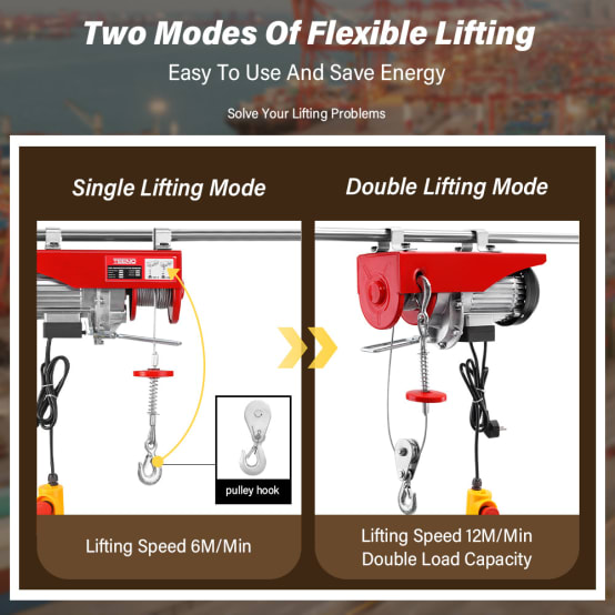 Palan électrique 1200W, 220V, Suspension Simple et Double 300KG/600KG - Gamm vert