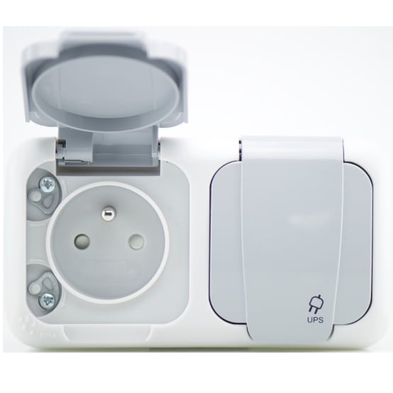 Double prise 2P+T étanche IP54- Viko by Panasonic - Gris - NF - Gamm vert