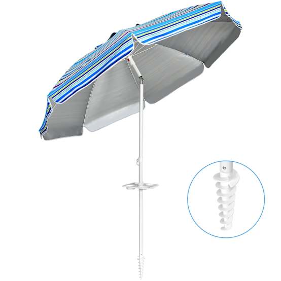 Parasol de Plage Inclinable 2,2 M avec Porte-Gobelet Protection Solaire ...