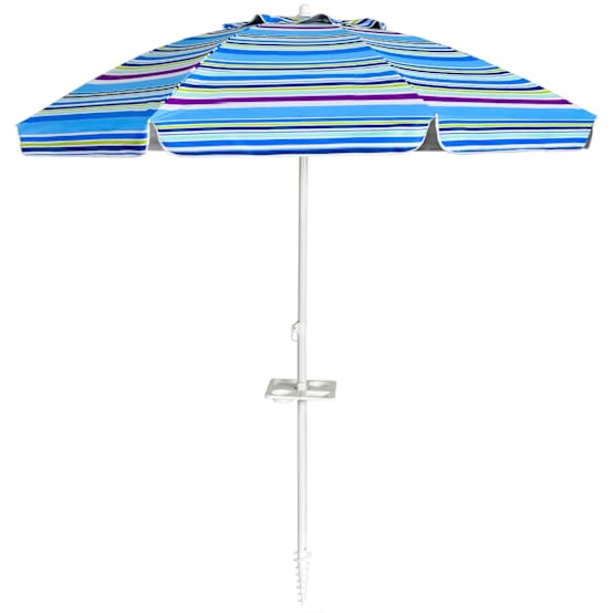 Parasol de Plage Inclinable 2,2 M avec Porte-Gobelet Protection Solaire ...