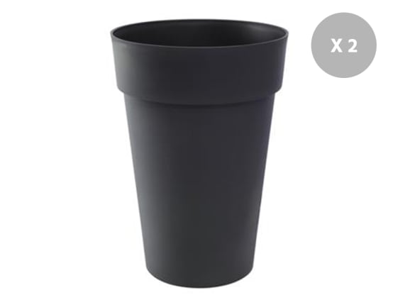 Lot de 2 Pots de fleur rond Toscane Ø 46 x H.65 cm Anthracite - Eda ...