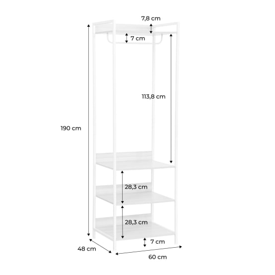Module dressing blanc avec 1 penderie et 3 étagères. L 60 x P 48 x H ...