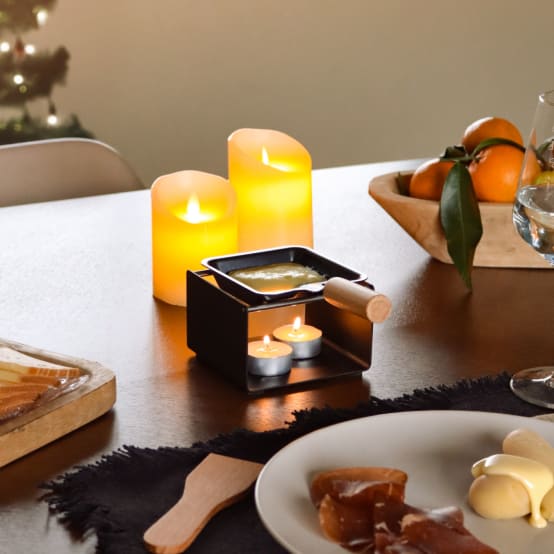 Appareil à raclette à la bougie en métal, spatule et bougies incluses ...