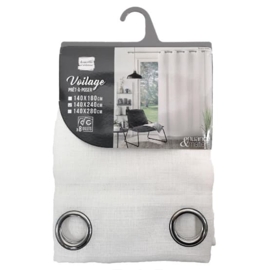 Rideau Voilage à Œillets "Soane" 140x240cm Blanc - Gamm vert