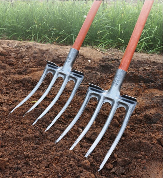 Fourche de retournement de sol tout acier Fourche en acier à 5 dents ...