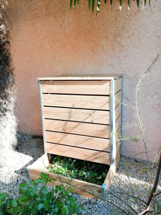 Composteur en bois Douglas DESIGN à accès direct 356L - L80x l75 x H98 ...