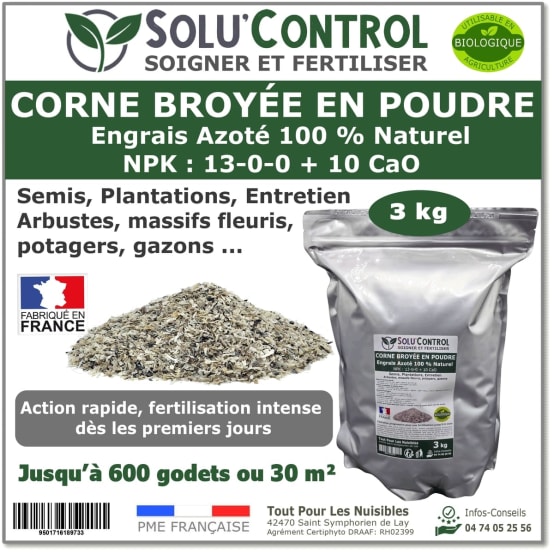 3 kg de Corne Broyée en Poudre SoluControl - Formulation haute qualité ...