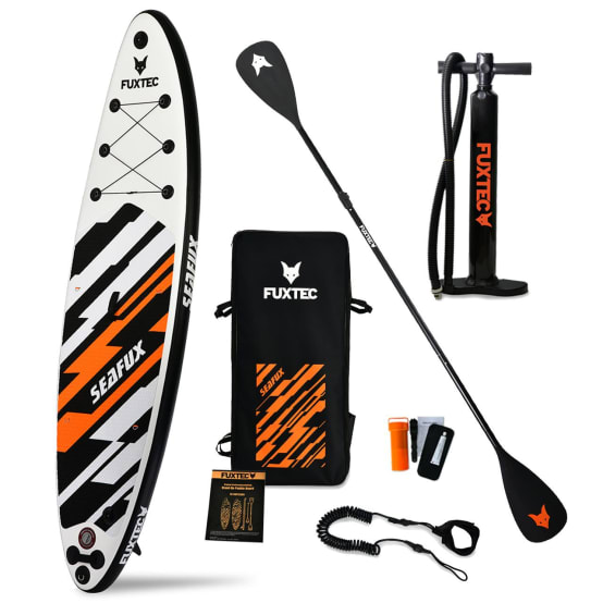 Stand Up Paddle Board gonflable FUXTEC 320 x 81 x 15 cm - blanc noir ...