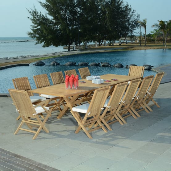 Table extensible teck massif Linarte XL 194/294 x 110 cm - TECK ...